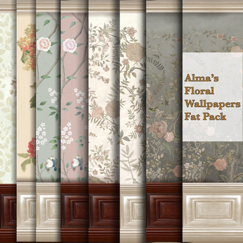 Second Life Marketplace - Alma's Floral Wallpapers Fat Pack